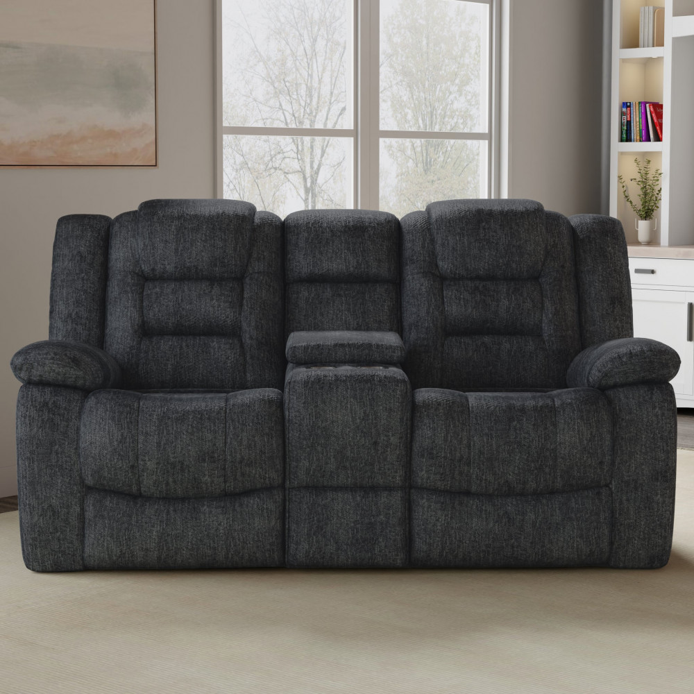 Bolton Misty Storm Motion Console Loveseat | Living Room | Seat N Sleep